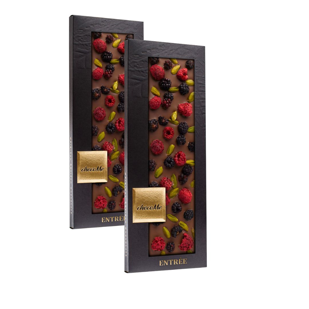 chocoMe - Chocolate con Leche 43% con Pistacho, Mora y Frambuesa Enter ...